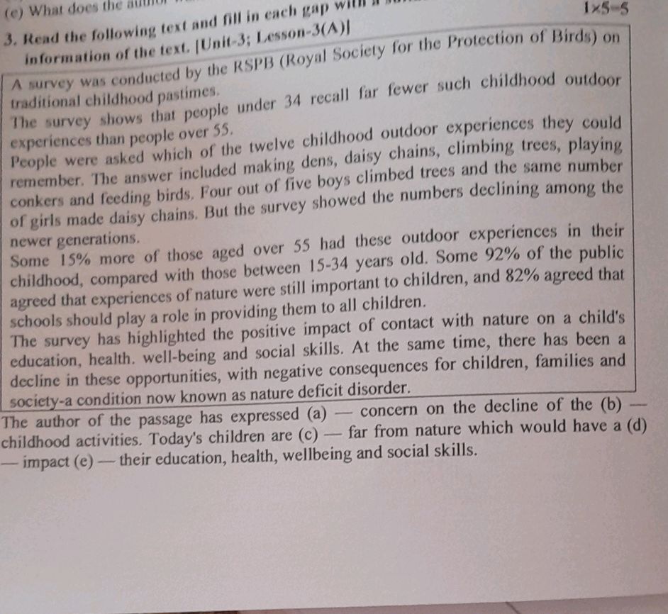 3. Read the following text and fill in each | StudyX