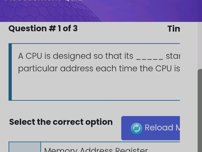 A CPU is designed so that its ______ starts | StudyX