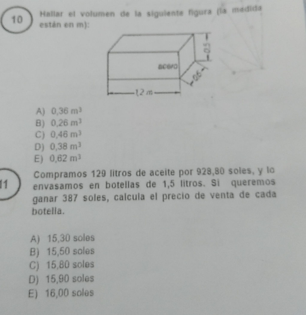 10. Hallar el volumen de la siguiente figura | StudyX