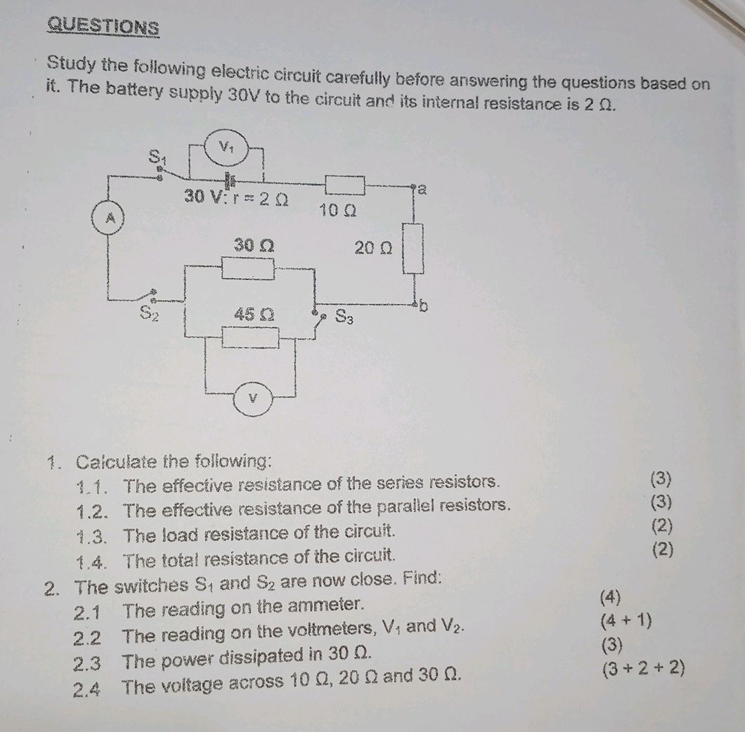 Study the following electric circuit | StudyX