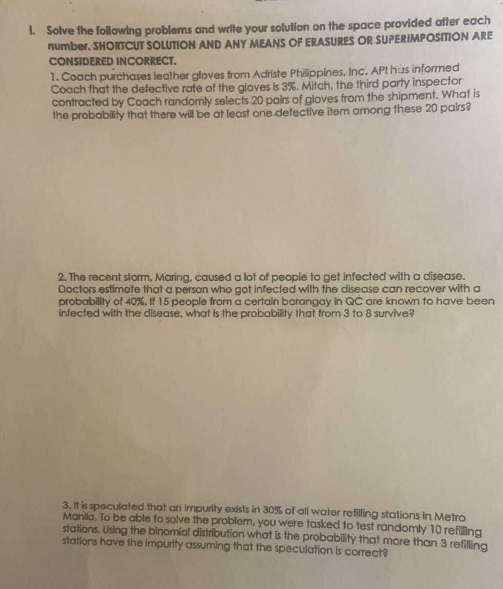 1. Solve the following problems and write | StudyX