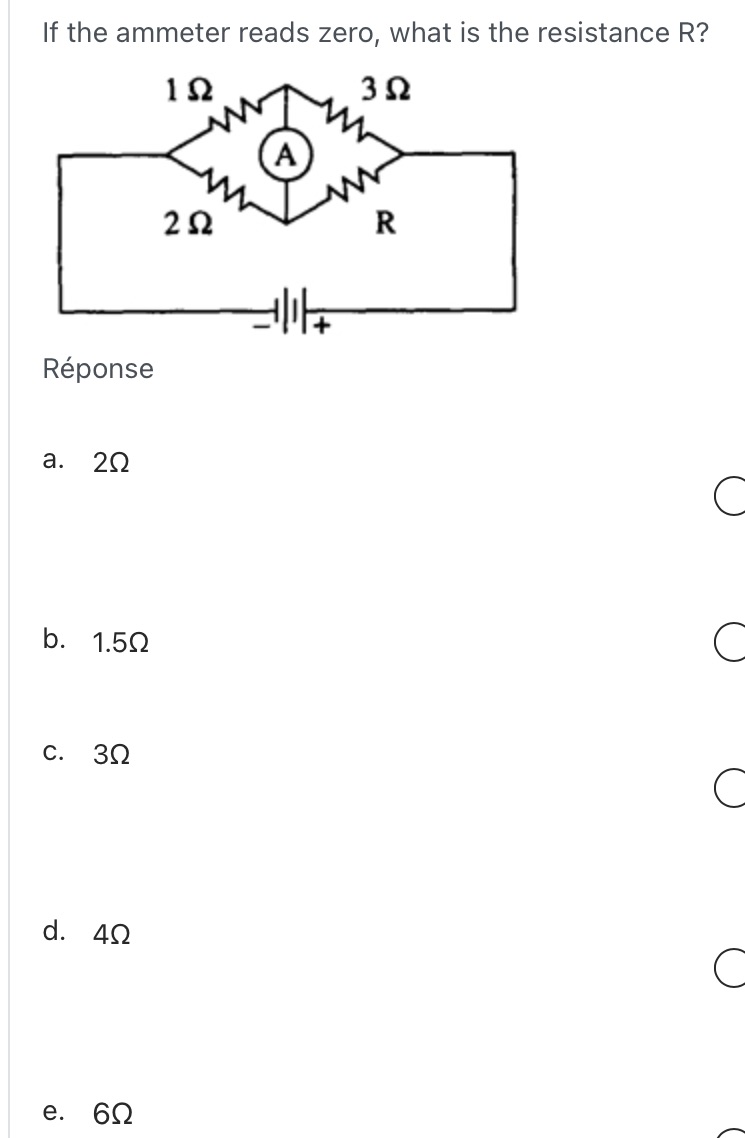 If the ammeter reads zero, what is the | StudyX