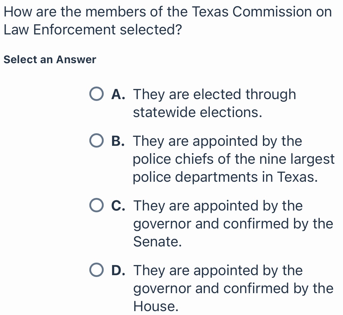 How are the members of the Texas Commission | StudyX