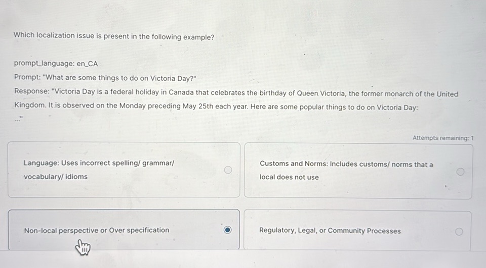 Which localization issue is present in the | StudyX