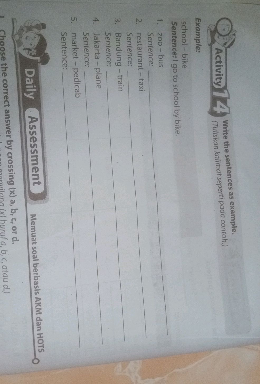 Write the sentences as example. (Tuliskan | StudyX