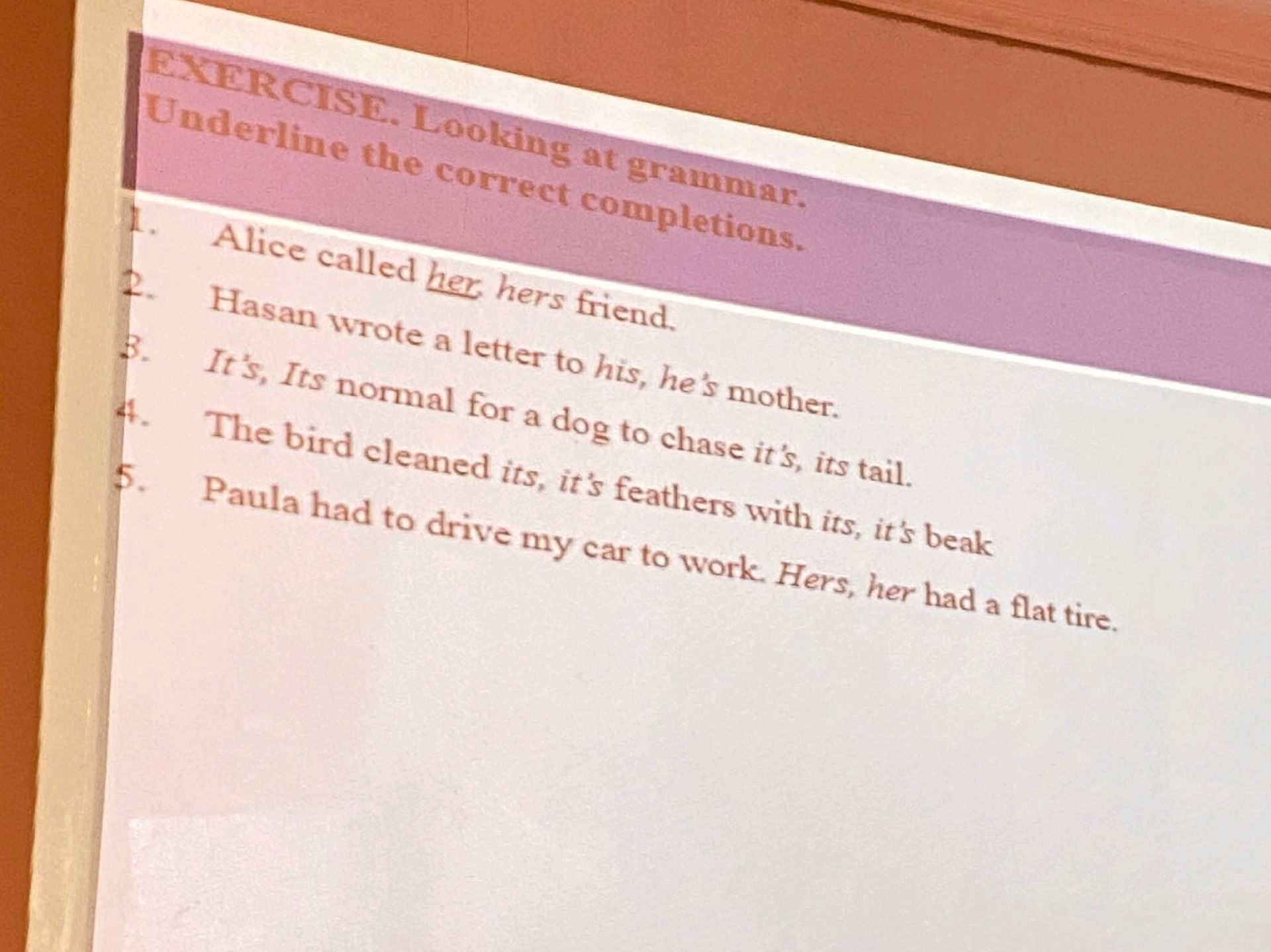 EXERCISE. Looking at grammar. Underline the | StudyX