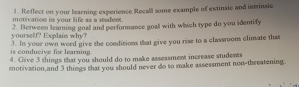 1. Reflect on your learning experience. | StudyX