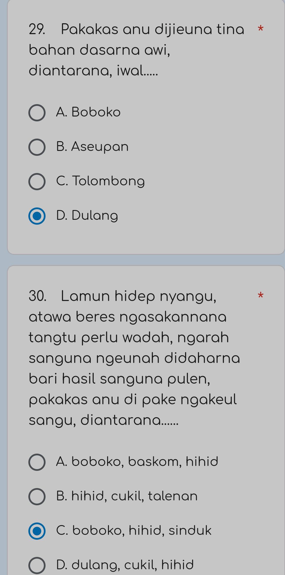 29. Pakakas anu dijieuna tina bahan dasarna | StudyX