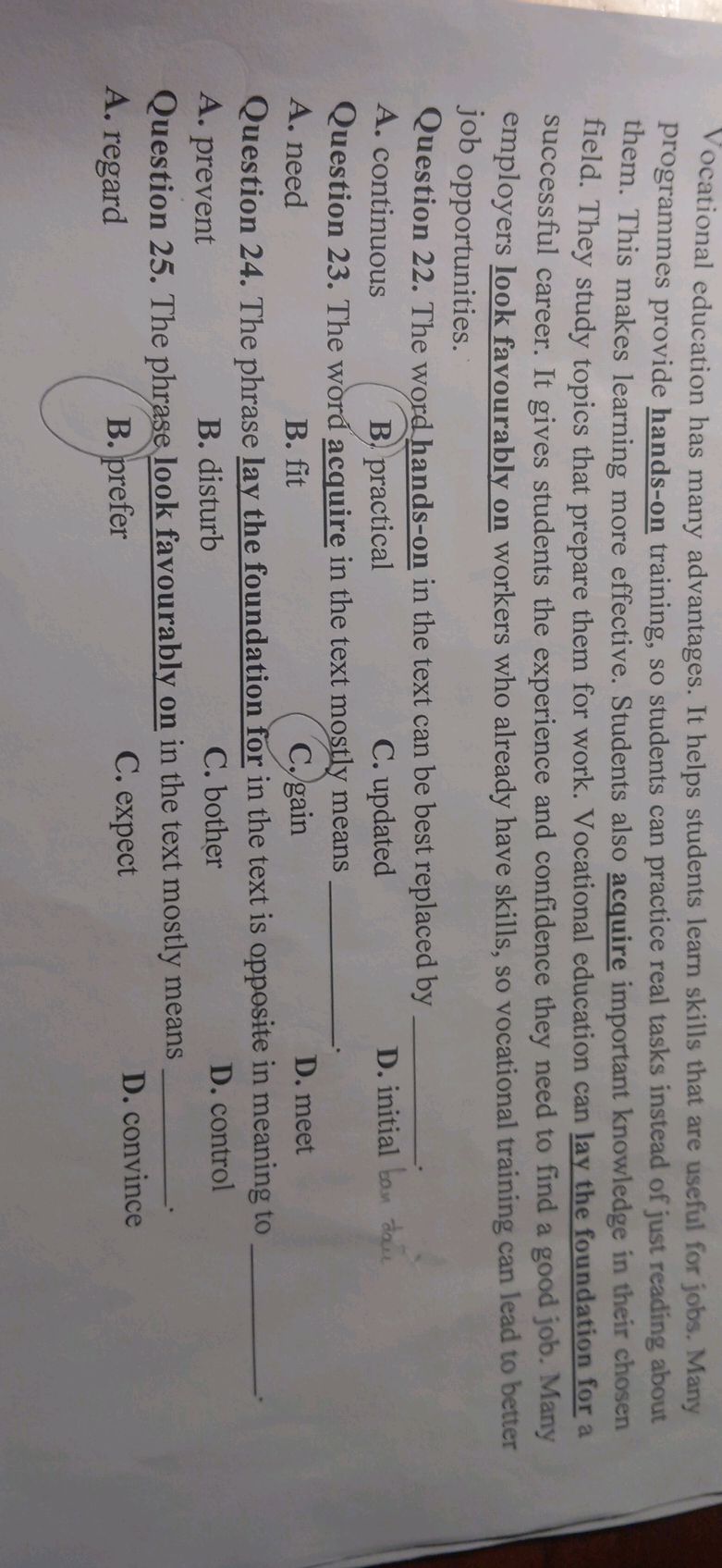 Question 22. The word hands-on in the text | StudyX