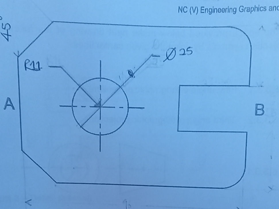 The image shows a 2D engineering drawing of | StudyX