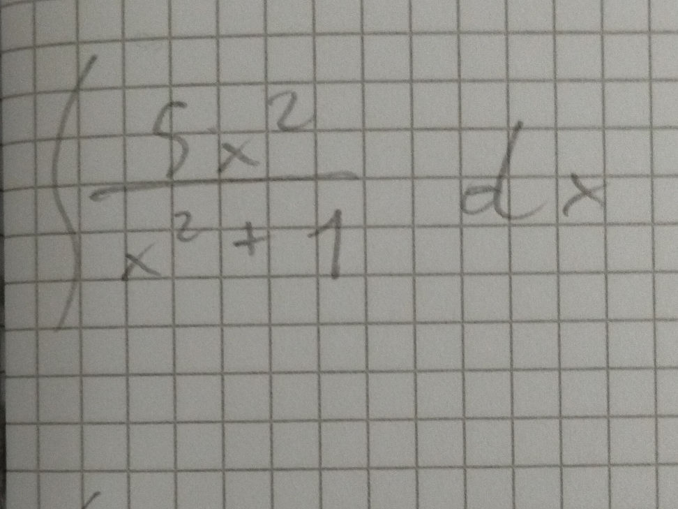 Integral of 5x^2 / (x^2 + 1) | StudyX