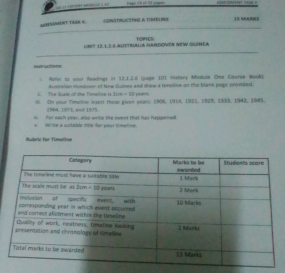 Construct a timeline based on the provided | StudyX