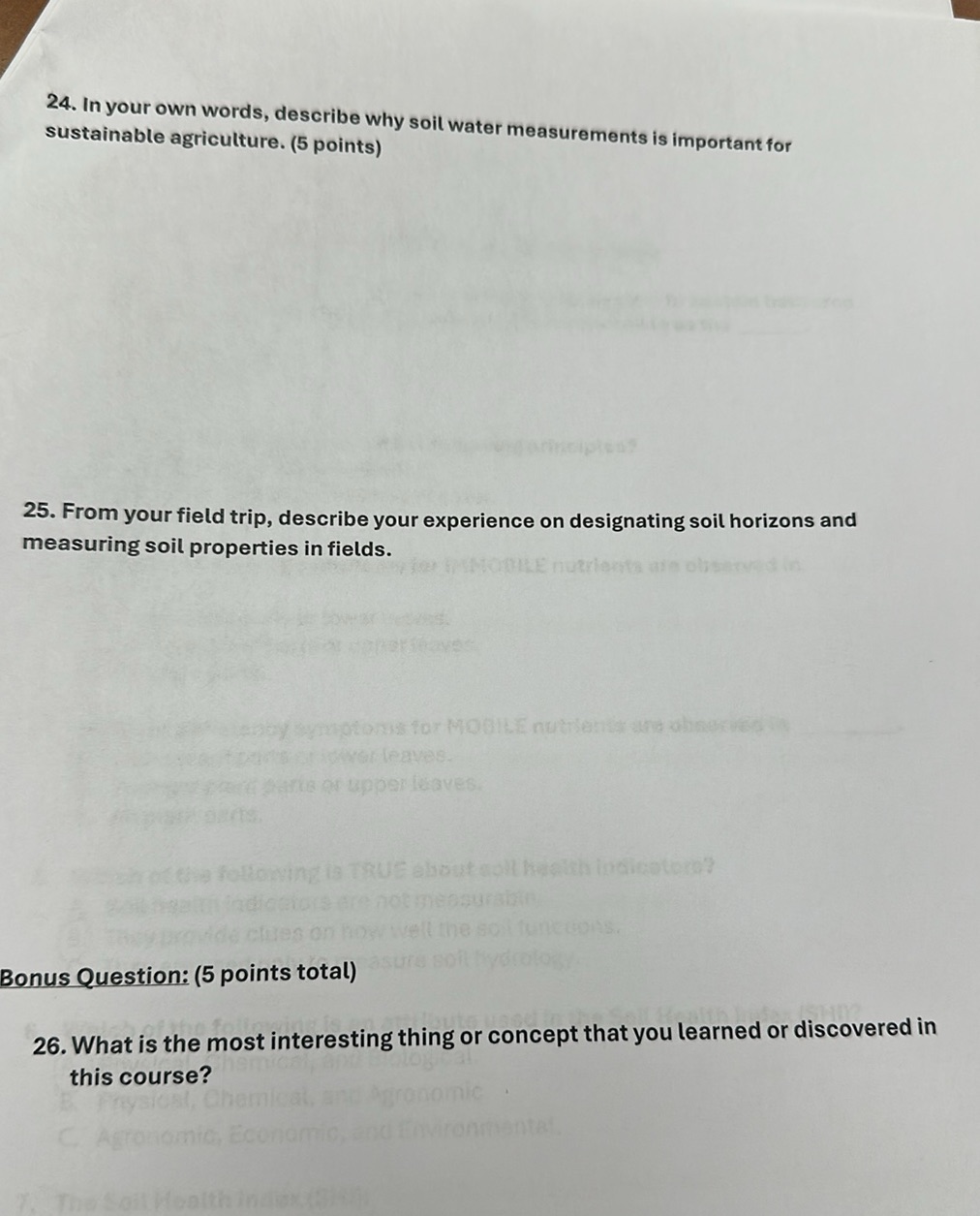 24. In your own words, describe why soil | StudyX