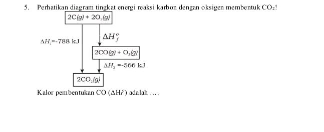 5. Perhatikan diagram tingkat energi reaksi | StudyX