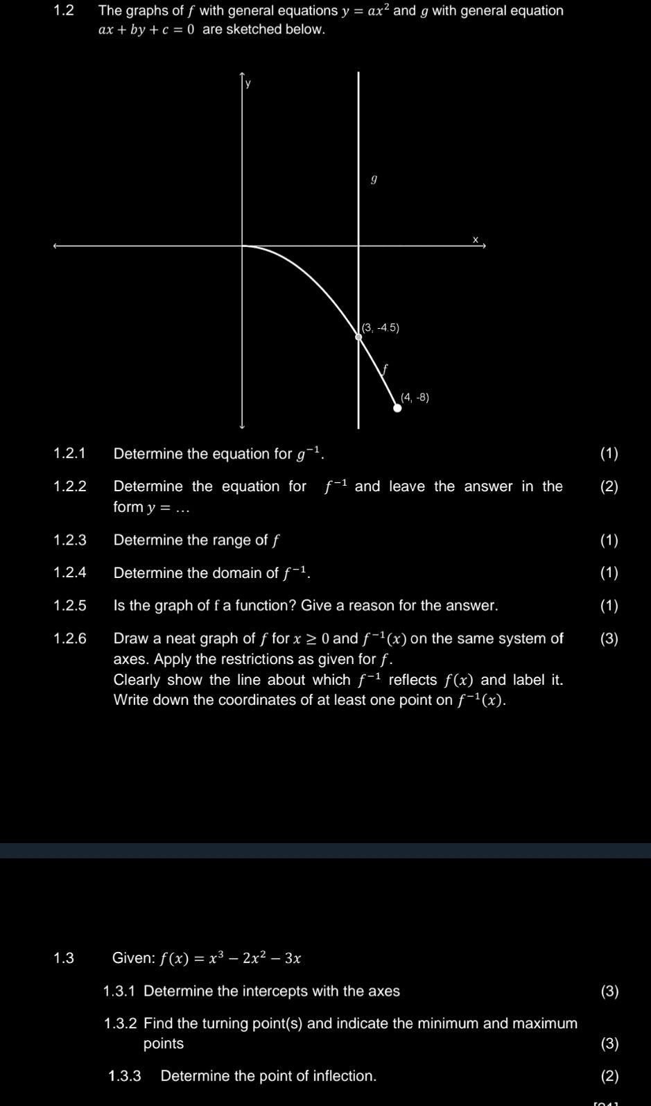 1.2 The graphs of $f$ with general equations | StudyX