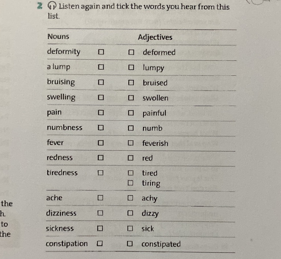 Listen again and tick the words you hear | StudyX
