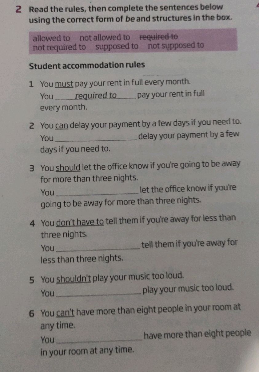 2 Read the rules, then complete the | StudyX