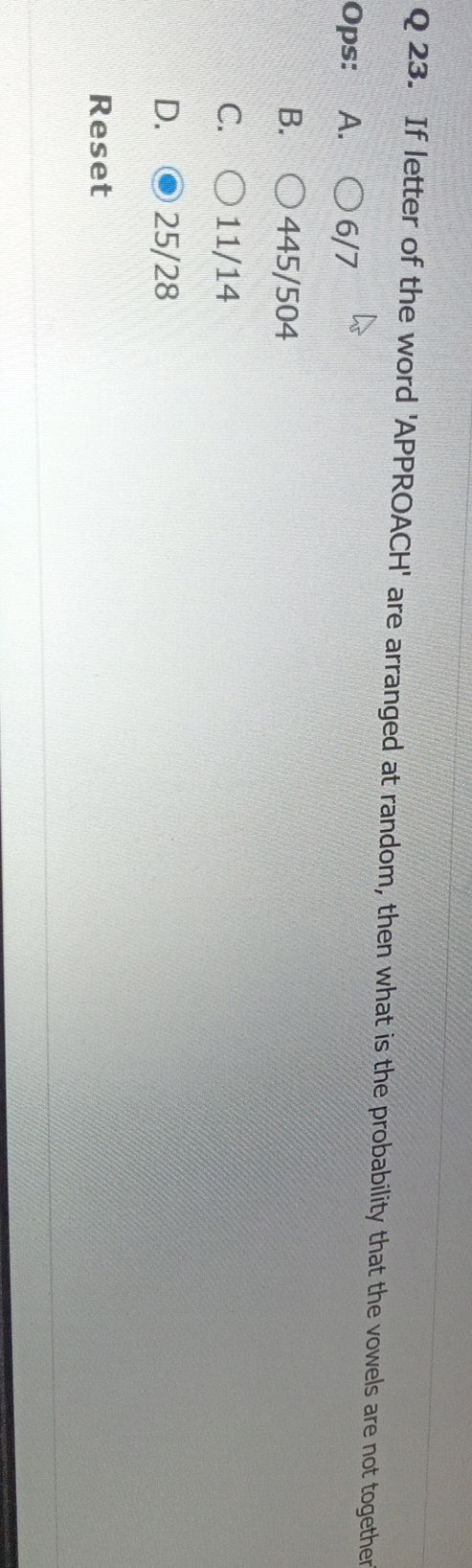 Q 23. If letter of the word 'APPROACH' are | StudyX