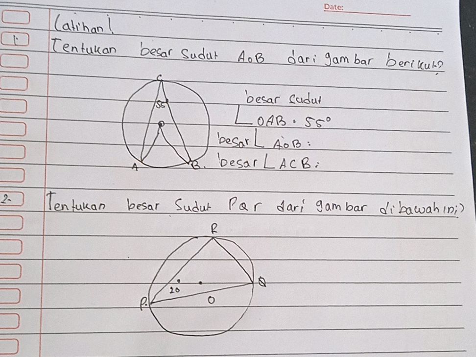 Catihan! 1. Tentukan besar Sudut AoB dari | StudyX