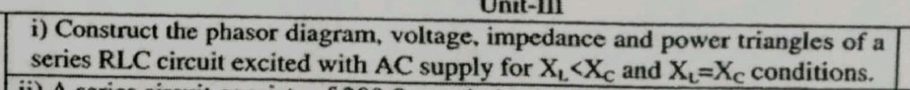 i) Construct the phasor diagram, voltage, | StudyX