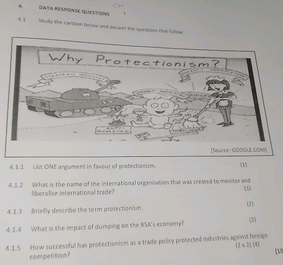 4. DATA RESPONSE QUESTIONS 4.1 Study the | StudyX