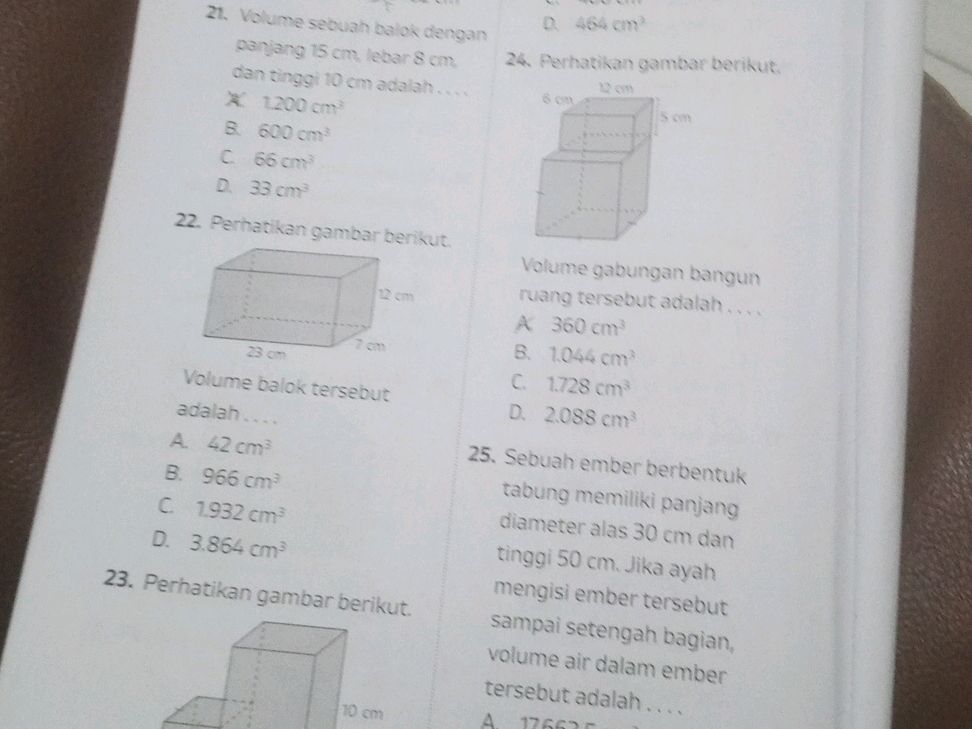 21. Volume sebuah balok dengan panjang 15 | StudyX