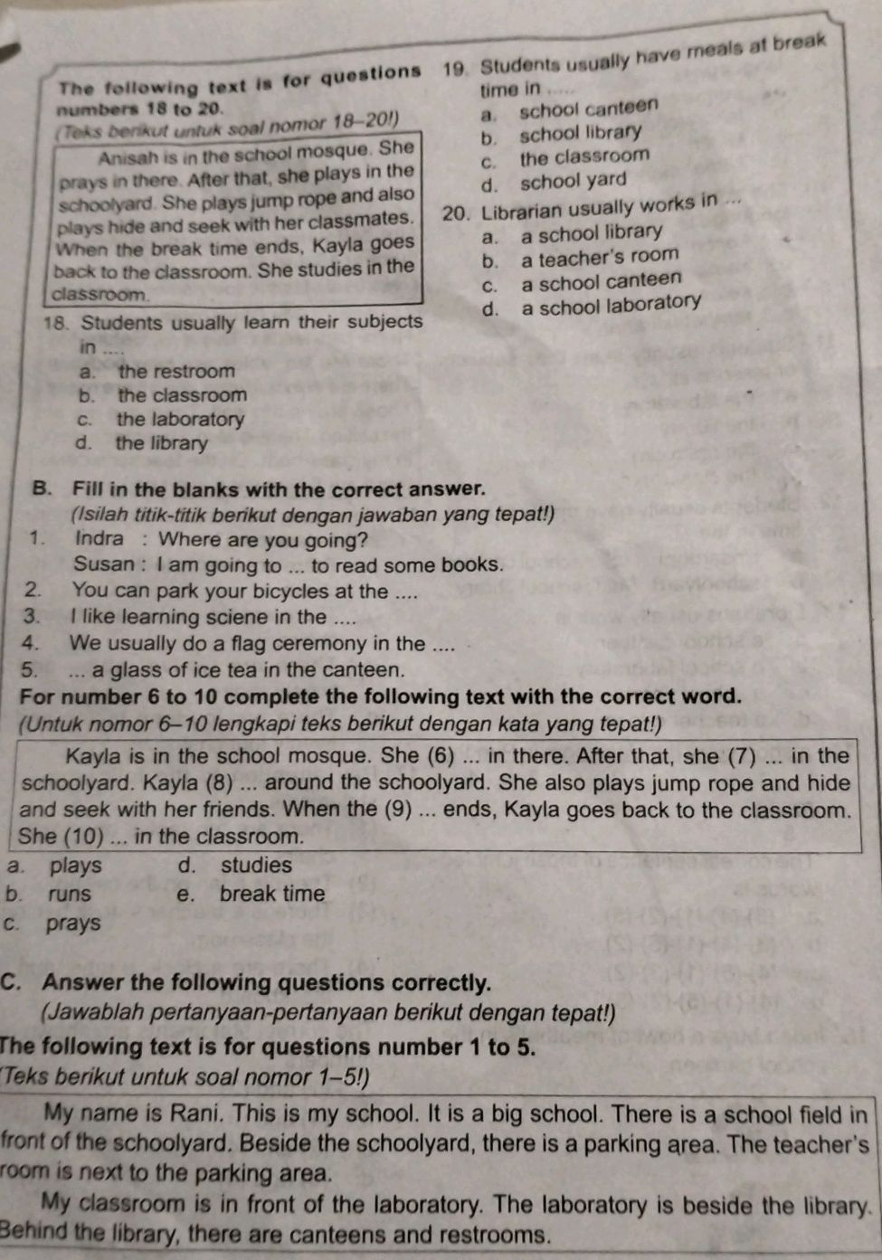 18. Students usually learn their subjects | StudyX