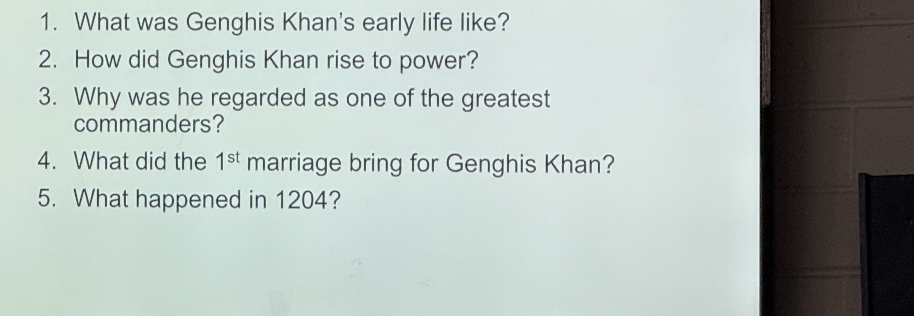 1. What was Genghis Khan's early life like? | StudyX