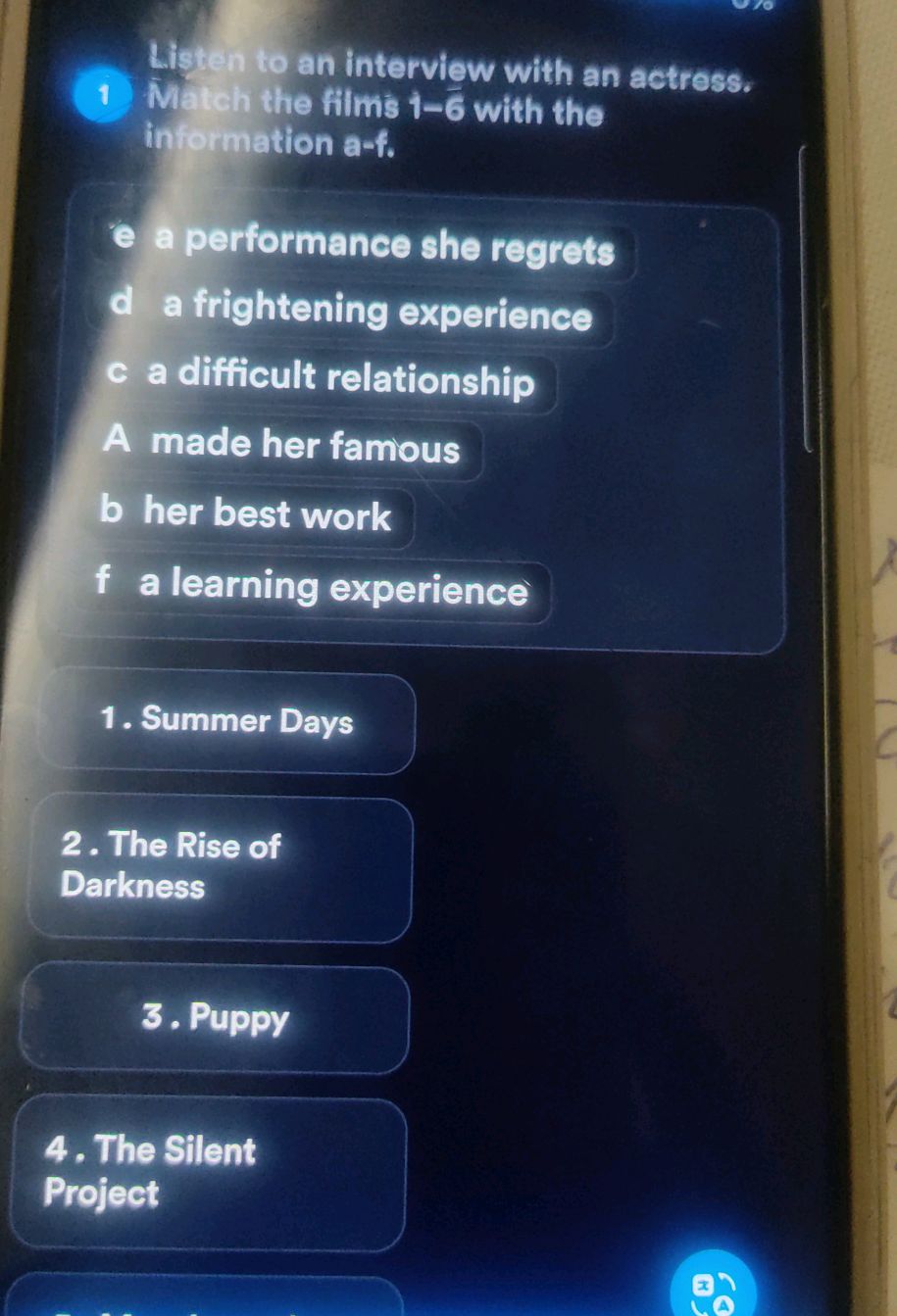 Listen to an interview with an actress. | StudyX