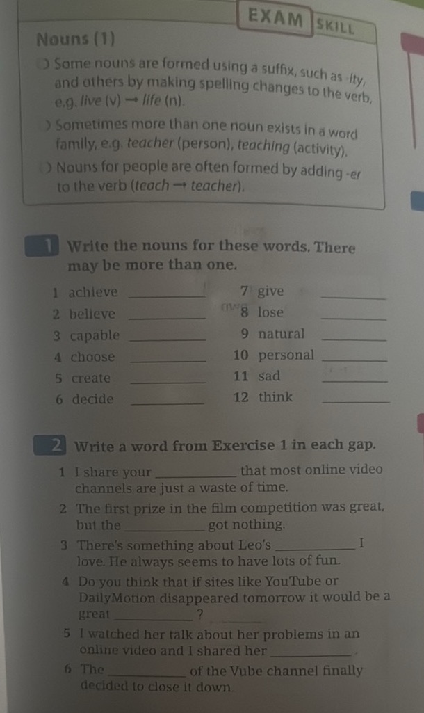 1 Write the nouns for these words. There may | StudyX