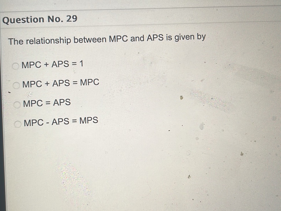 The relationship between MPC and APS is | StudyX