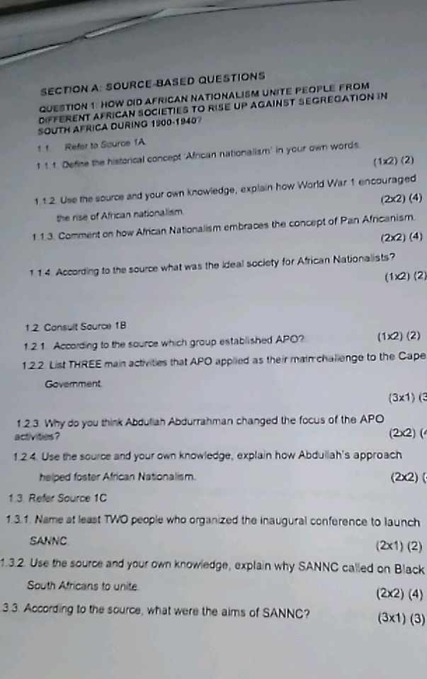 SECTION A: SOURCE-BASED QUESTIONS QUESTION | StudyX