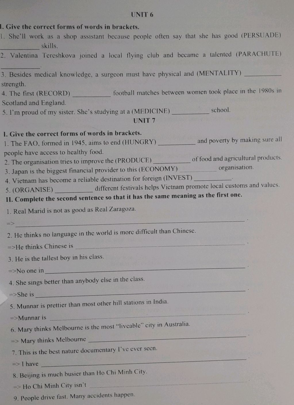 UNIT 6 1. Give the correct forms of words | StudyX