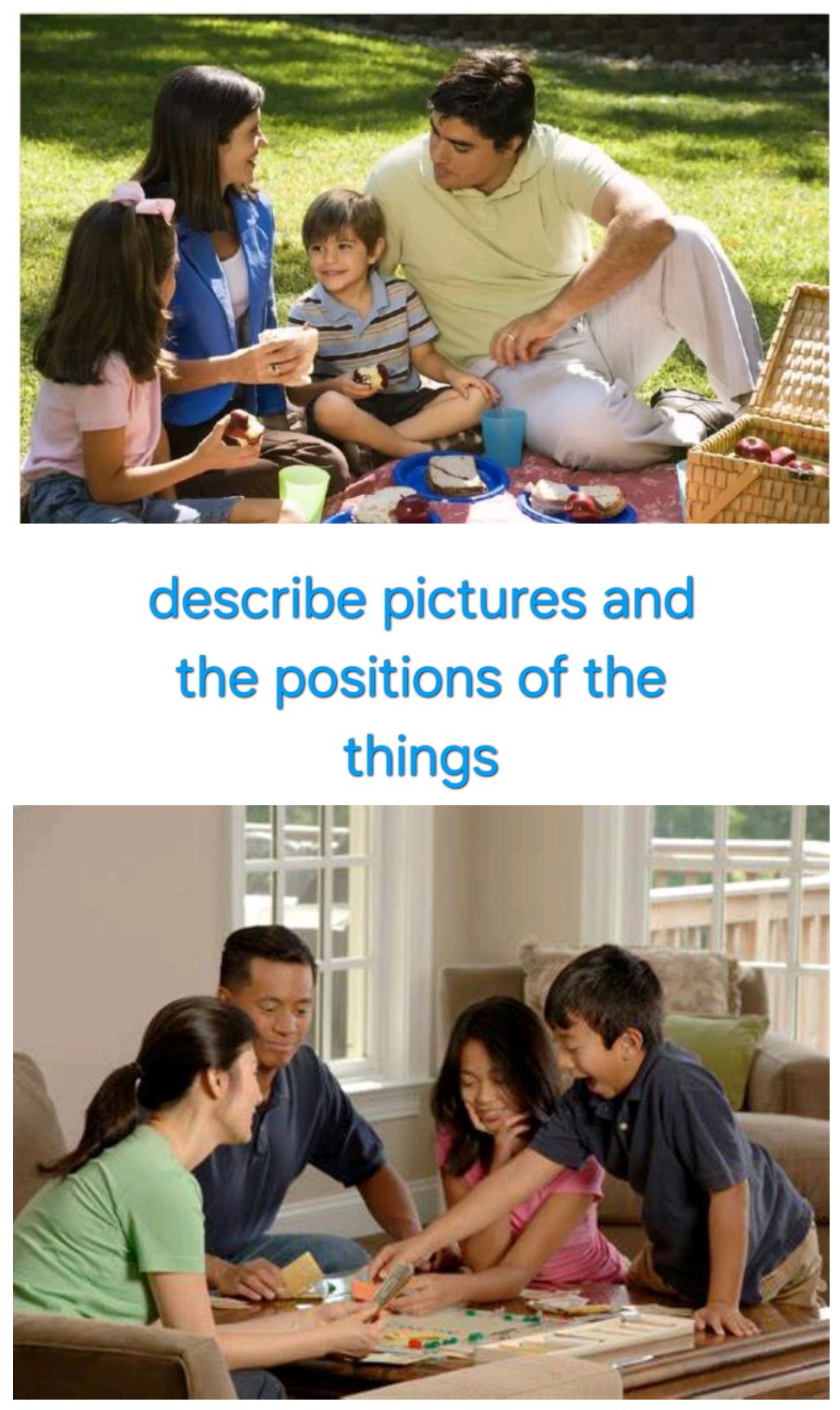 describe pictures and the positions of the | StudyX