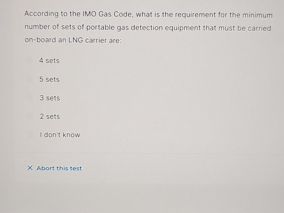 According to the IMO Gas Code, what is the | StudyX