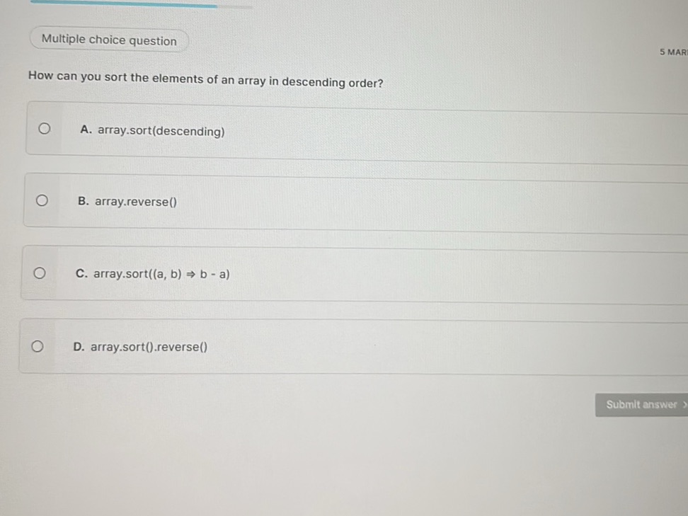 How can you sort the elements of an array in | StudyX