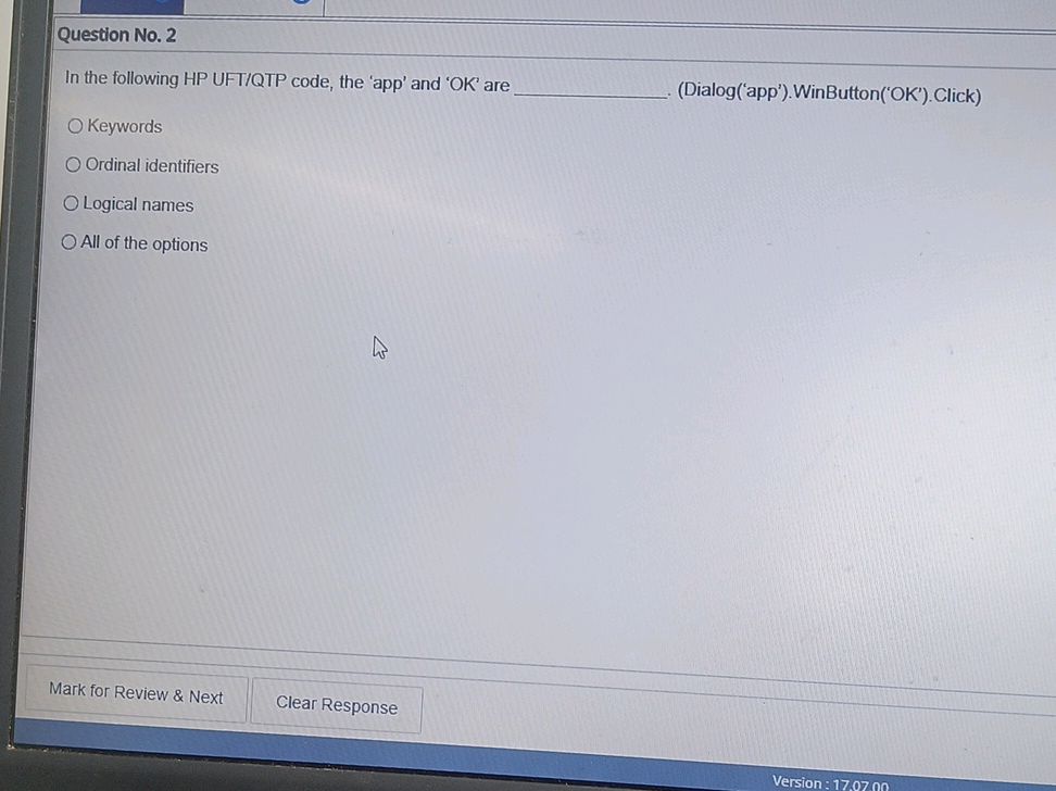 Question No. 2 In the following HP UFT/QTP | StudyX