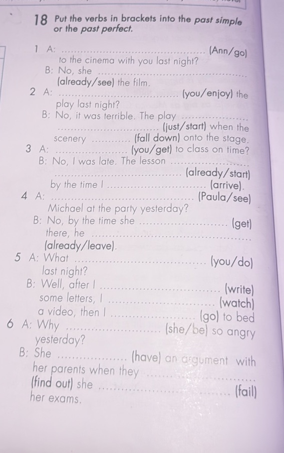 18 Put the verbs in brackets into the past | StudyX