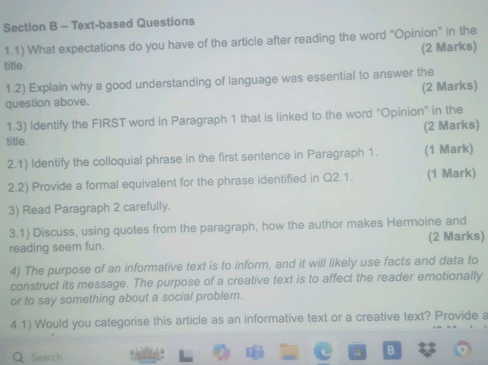 Section B - Text-based Questions 1.1) What | StudyX