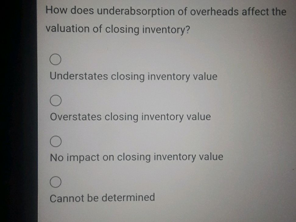 How does underabsorption of overheads affect | StudyX