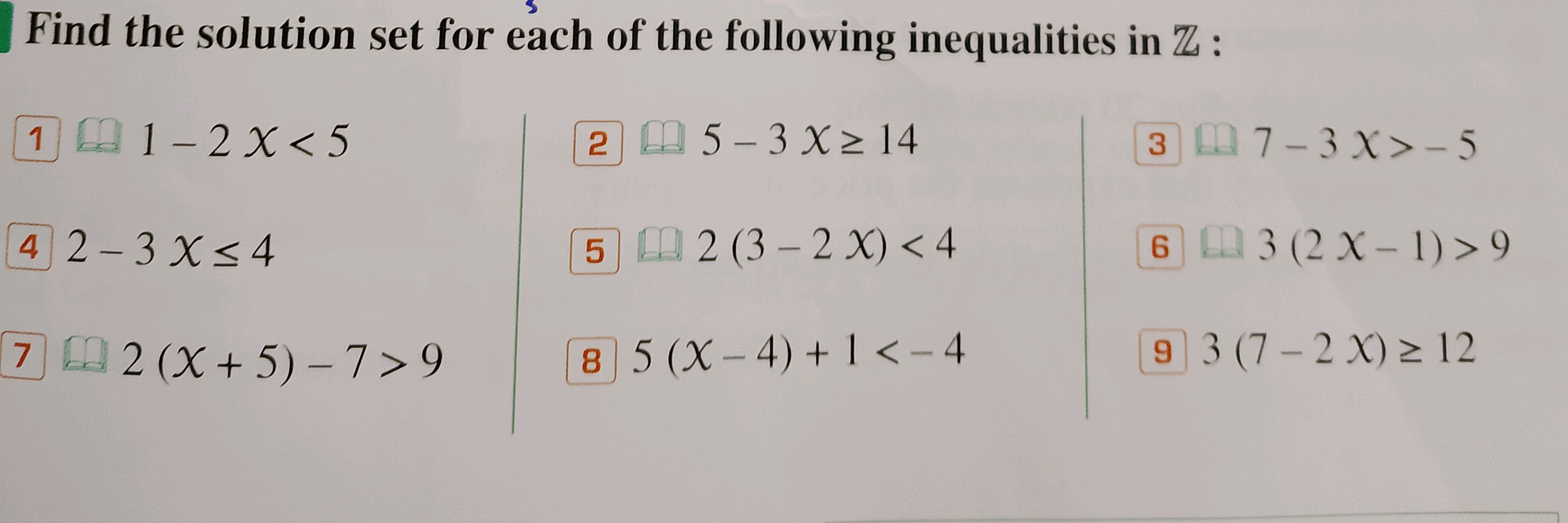 Find the solution set for each of the | StudyX