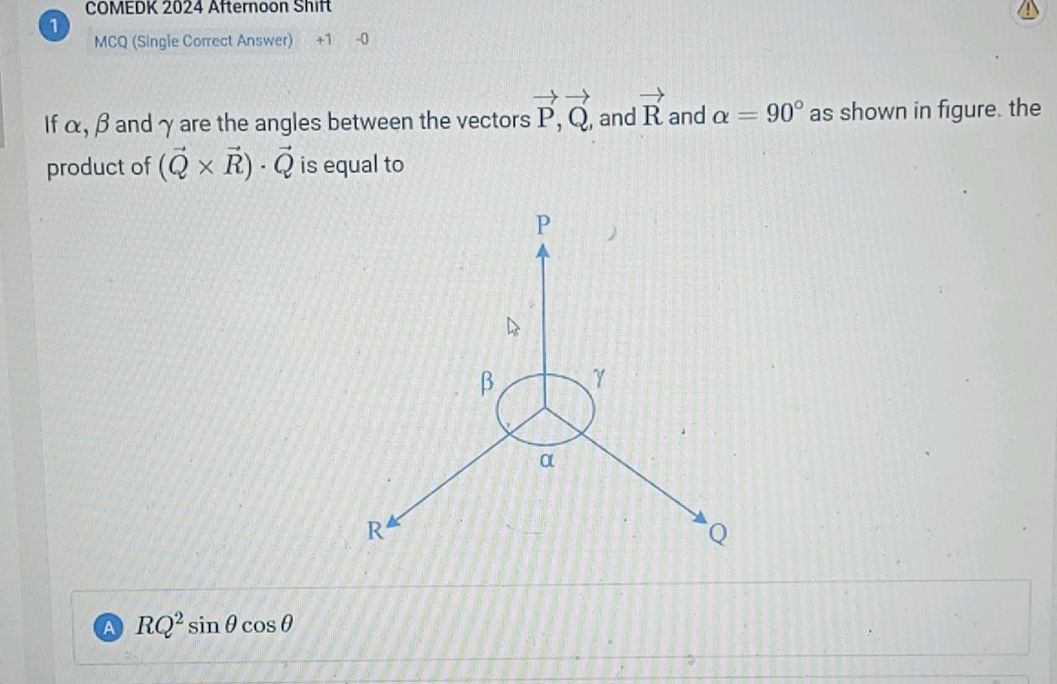If α, β and γ are the angles between the | StudyX