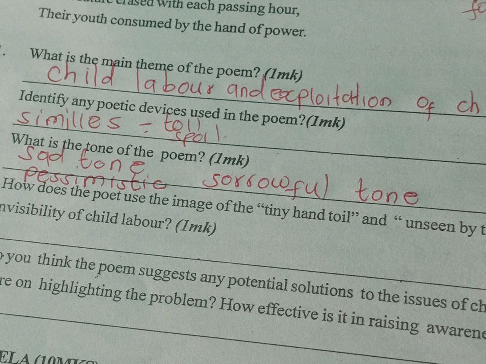 1. What is the main theme of the poem? (1mk) | StudyX