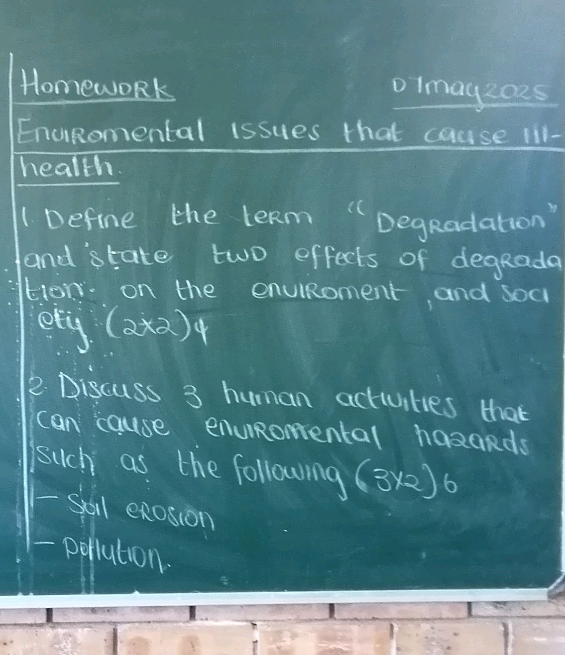 1. Define the term "Degradation" and state | StudyX