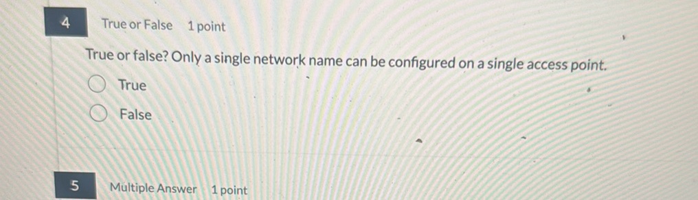 True or false? Only a single network name | StudyX