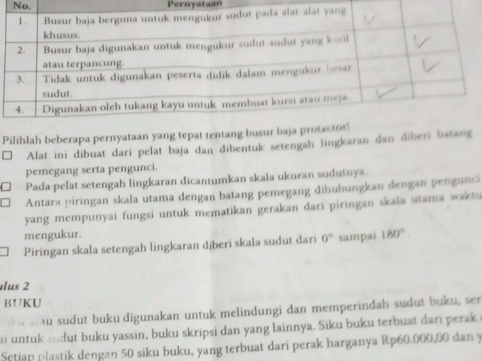 No. | Pernyataan ---|--- 1. | Busur baja | StudyX