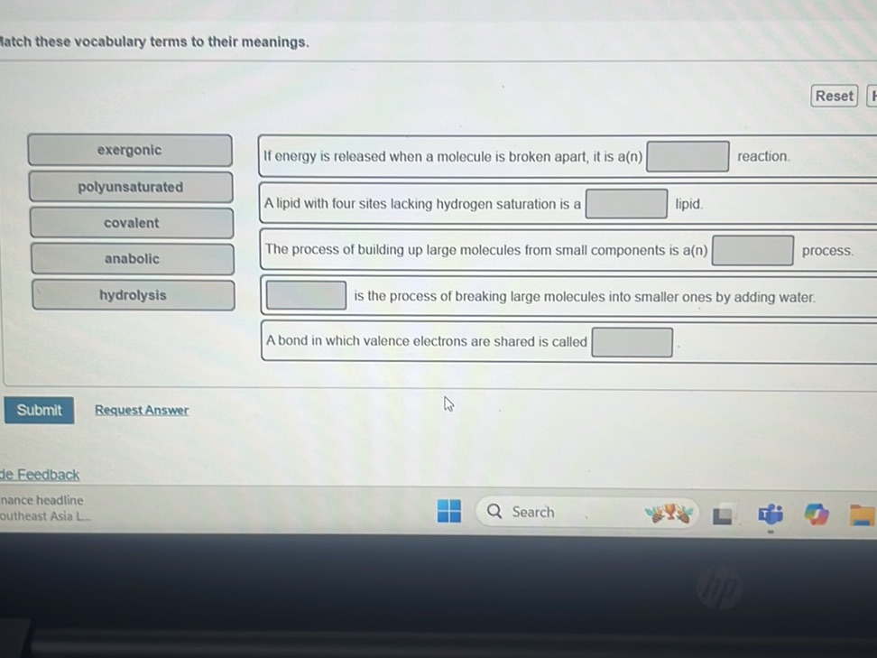 Match these vocabulary terms to their | StudyX