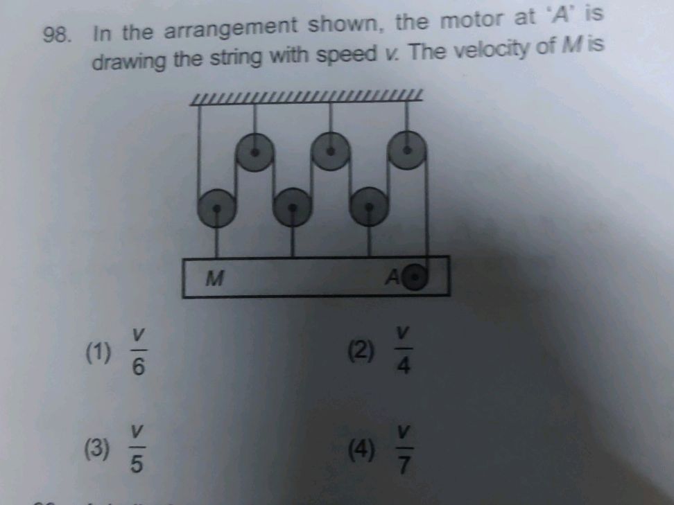 98. In the arrangement shown, the motor at | StudyX