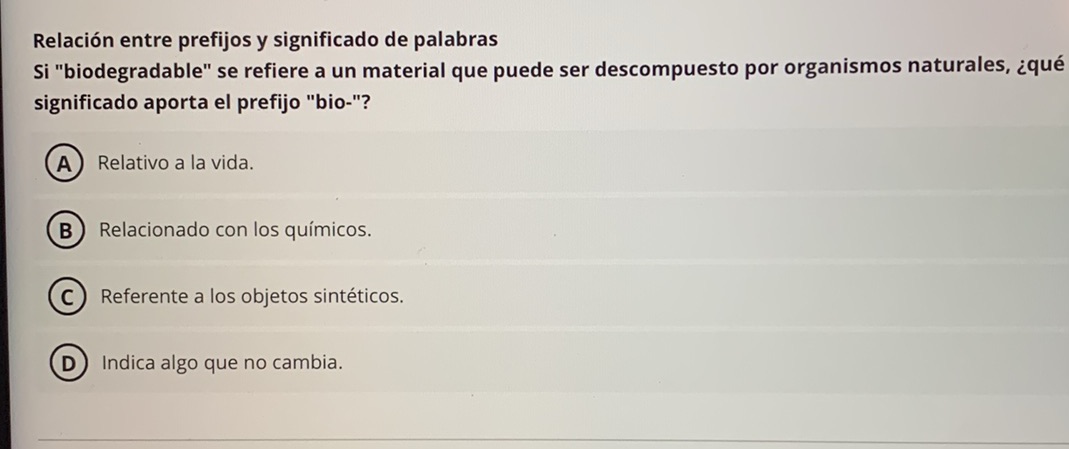 Relación entre prefijos y significado de | StudyX