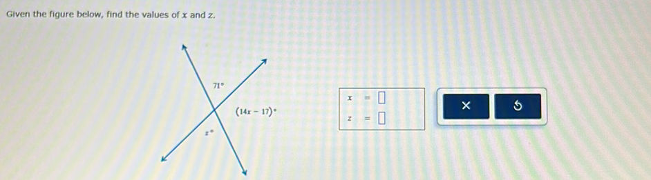 Given the figure below, find the values of x | StudyX